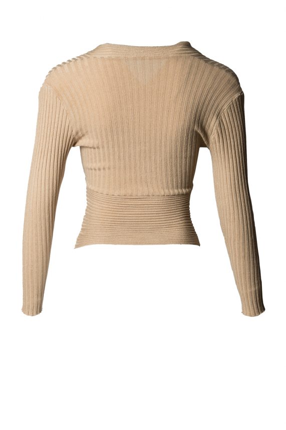 Wrapped Eternally Elegant Ribbed Top in Beige • Dreamscape